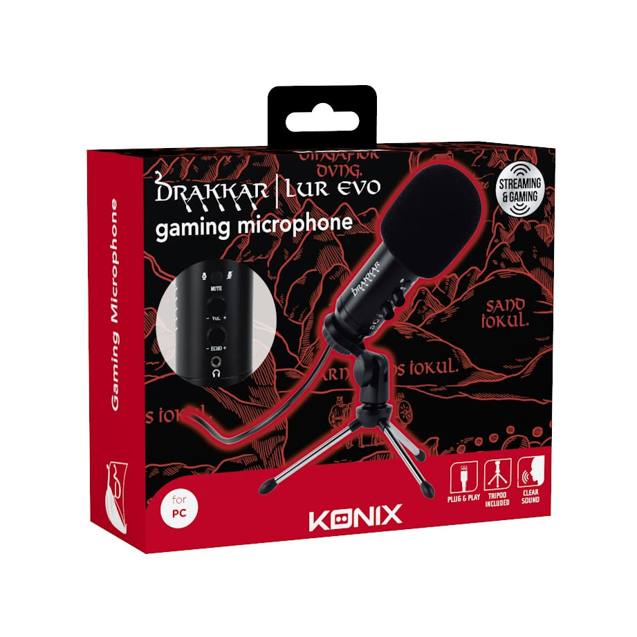 MICROFONO KONIX DRAKKAR LUR EVO CON TRIPODE USB CABLE 1.5m KX-DK-MIC-LUR2-PC - PCBox