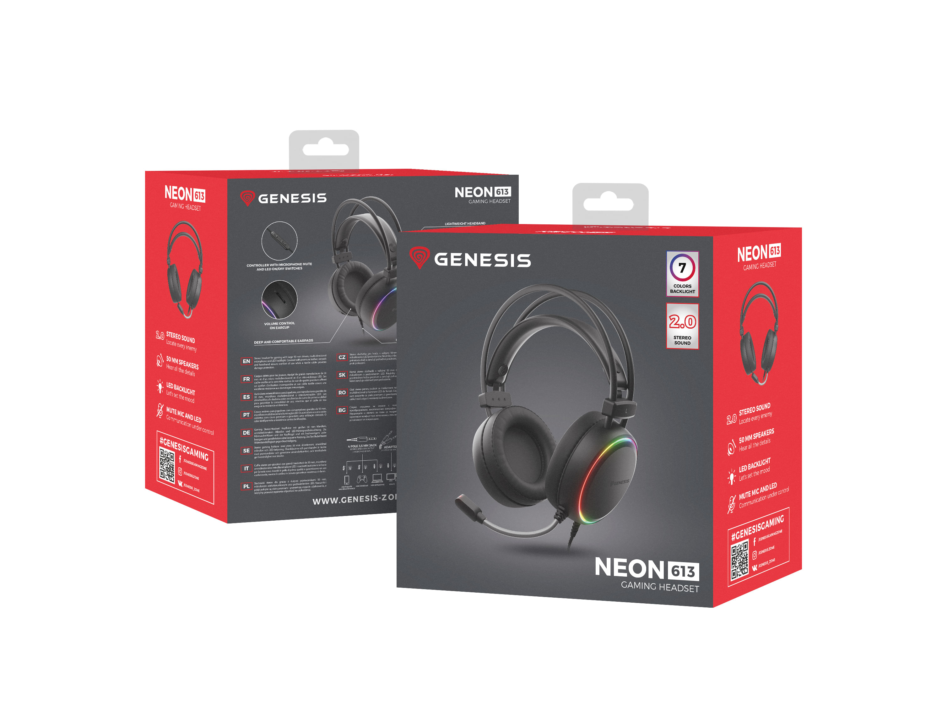 AURICULARES GAMING GENESIS NEON 613 2.0 RGB NEGROS - PCBox