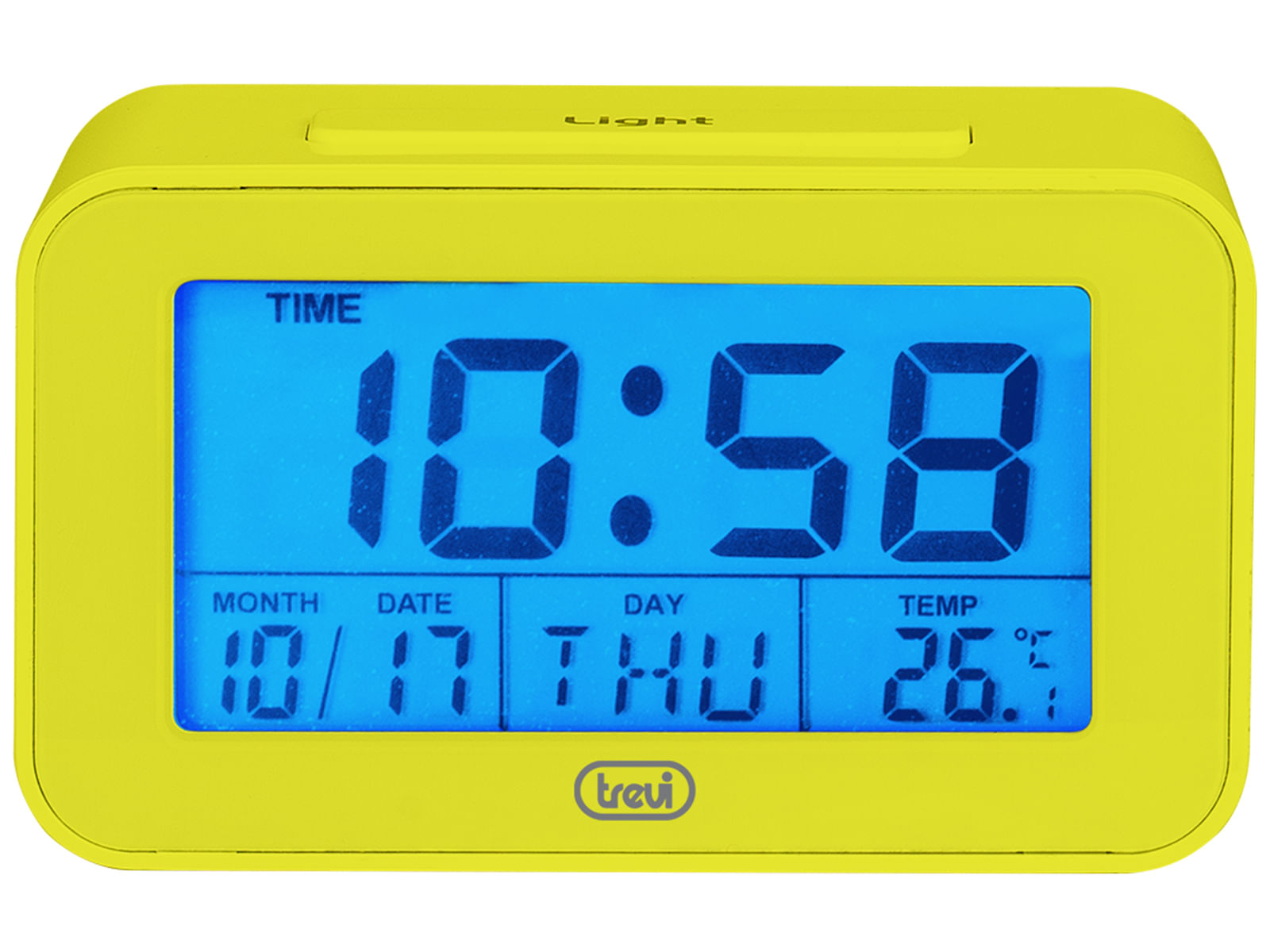 RELOJ DIGITAL CON ALARMA Y TERMÃ?METRO TREVI SLD 3P50 AMARILLO - PCBox