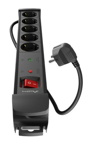 REGLETA LANBERG SP1 5 TOMAS SCHUKO PROTECCION HASTA 2500W NEGRA 5M - PCBox