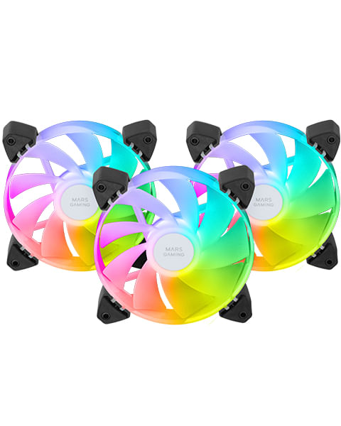 KIT 3xVENTILADOR INTERNO ARGB MARS GAMING MF-3AR KIT NEGRO 12x12cm ARGB ...