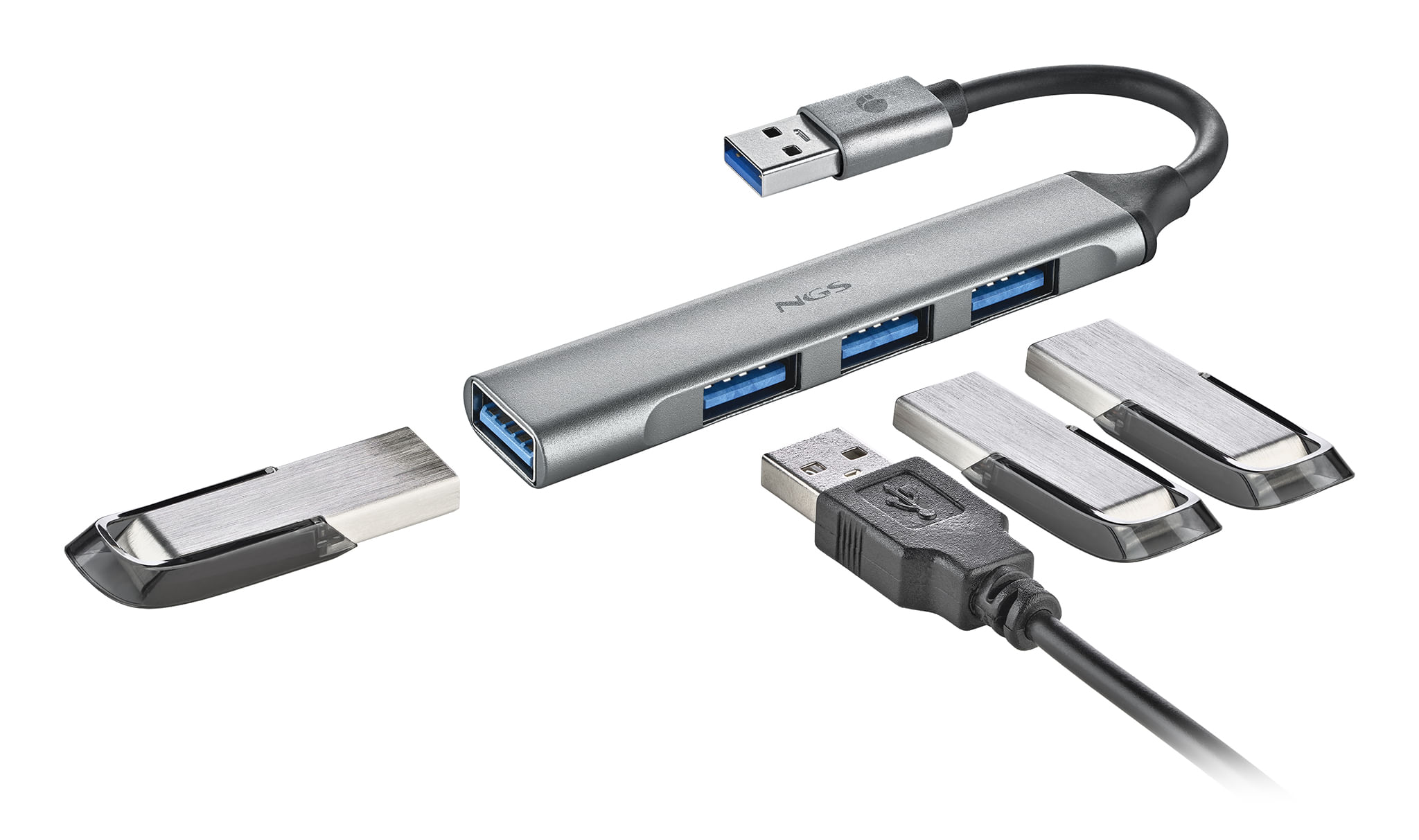 HUB USB NGS IHUB4MICRO UN USB 3,2 GEN1 Y 3 USB3,2 CABLE 100MM - PCBox