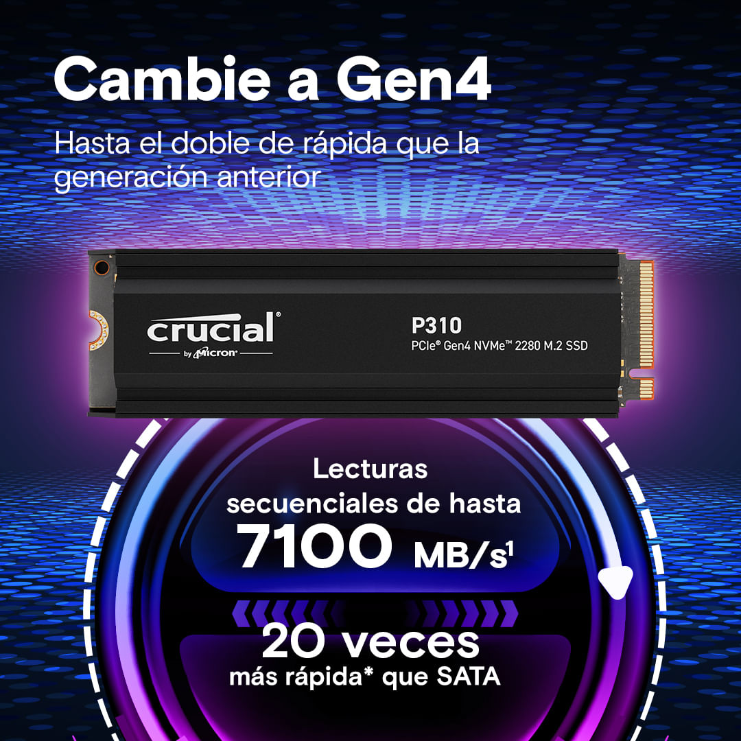 SSD CRUCIAL P310 1000 GB M.2 7100 MB/s PCI Express 4.0 NVMe - PCBox