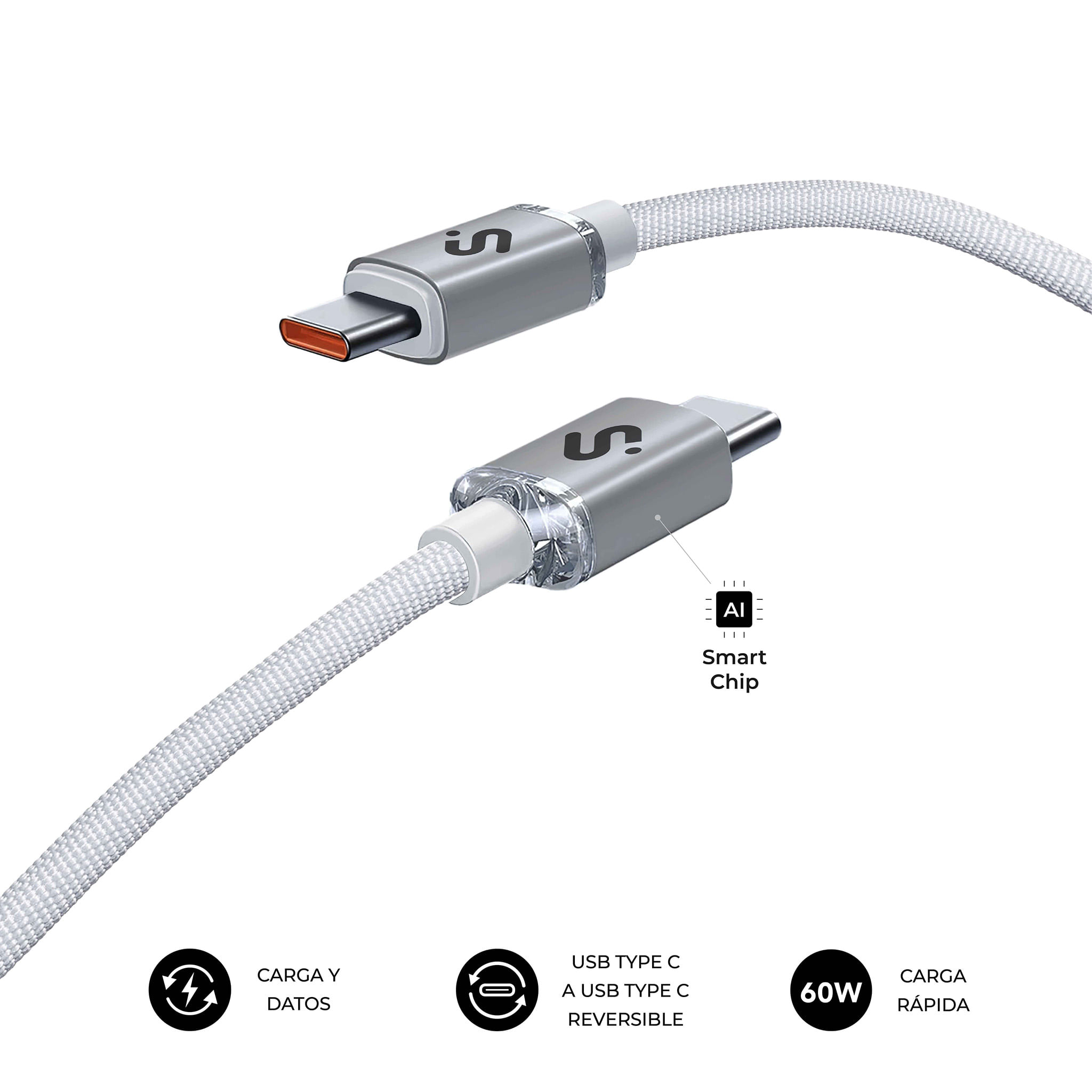 CABLE SUBBLIM OPTIMUS 60W C-C 1M WHITE - PCBox