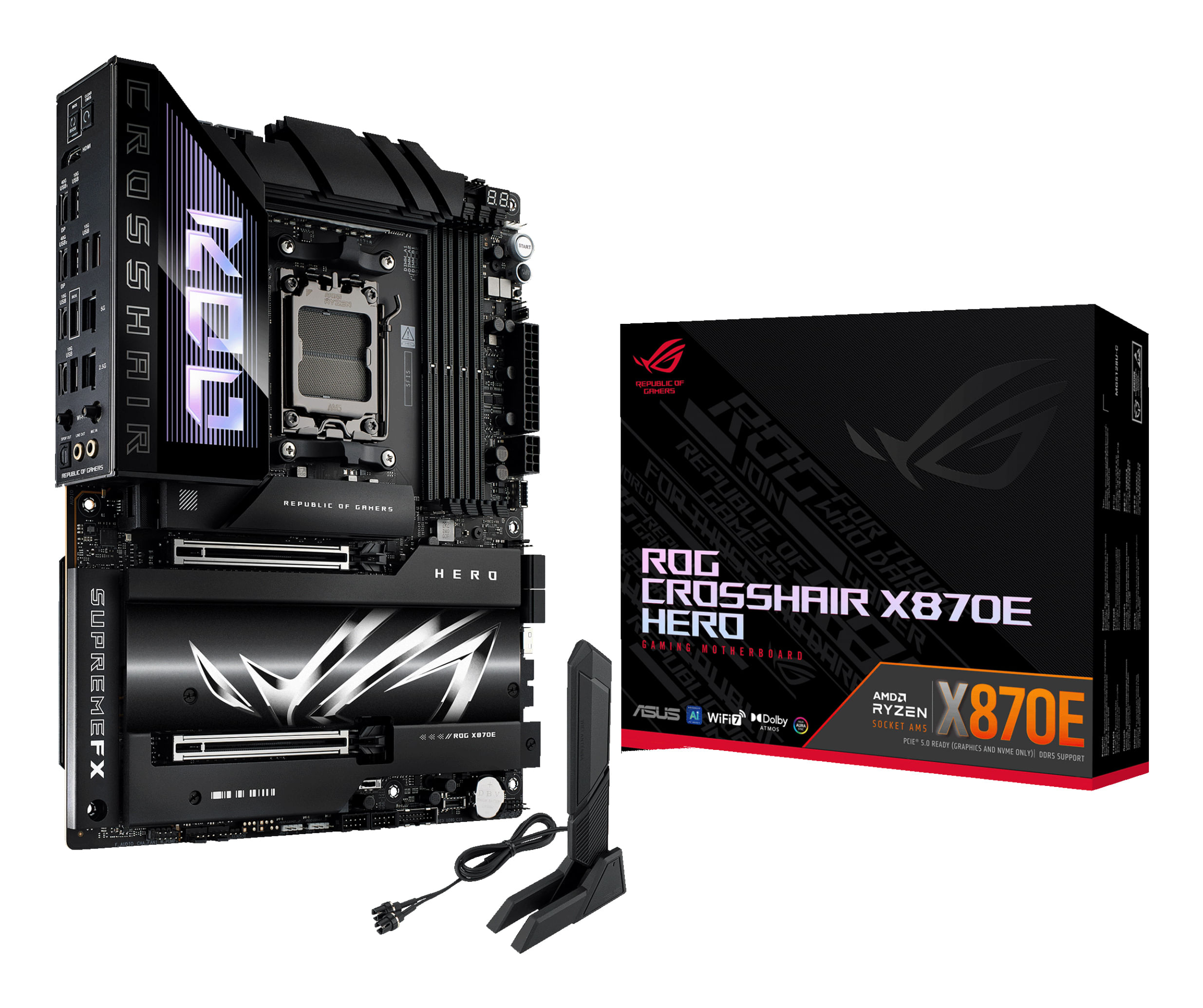 Asus AMD ROG CROSSHAIR X870E HERO Socket AM5 - PCBox