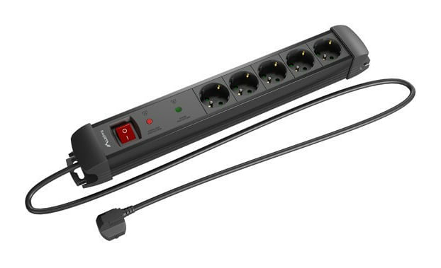 REGLETA LANBERG SP1 5 TOMAS SCHUKO PROTECCION HASTA 2500W NEGRA 1.5M ...