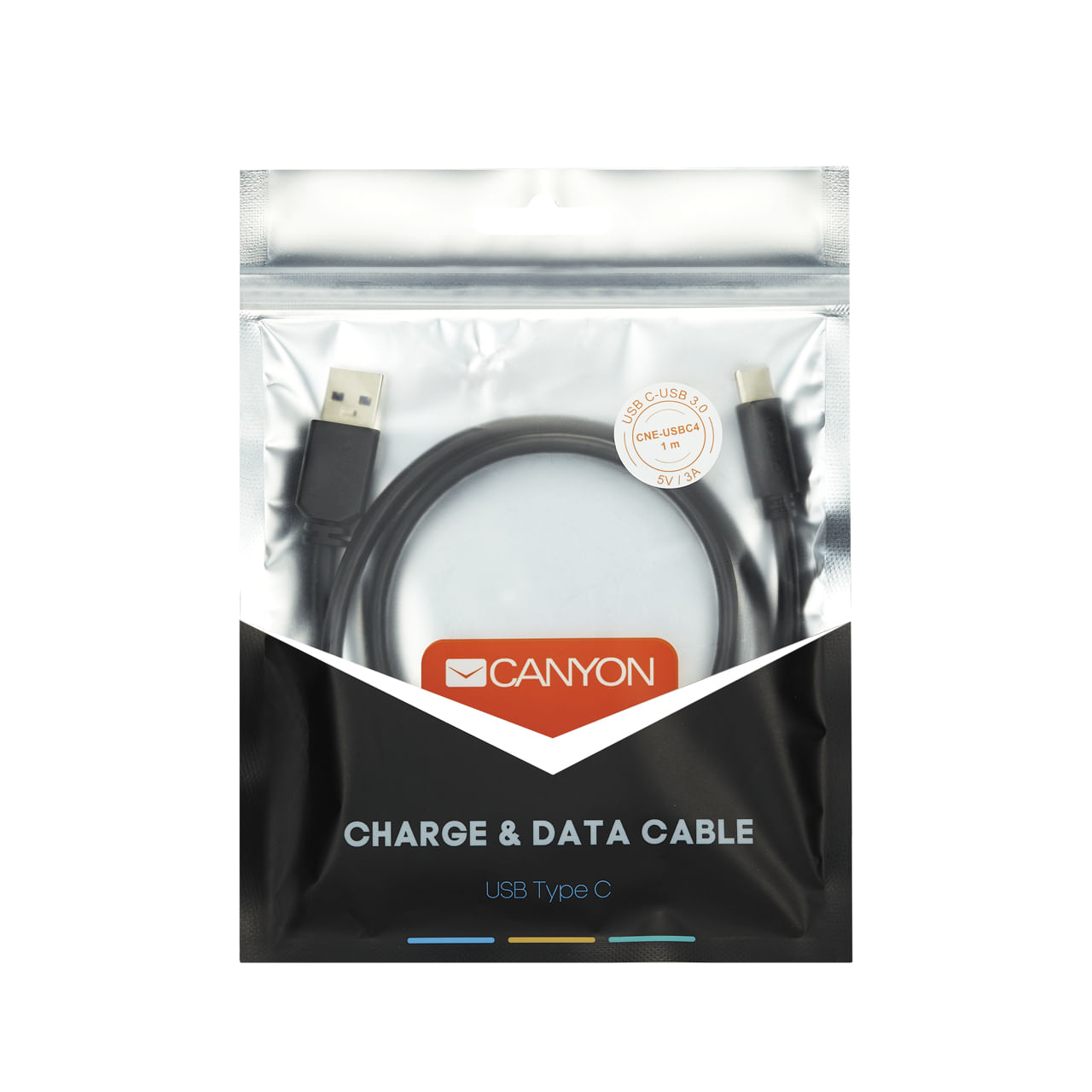 CANYON Cable Tipo C-USB 3.0 de PVC Negro 1m CNE-USBC4B - PCBox