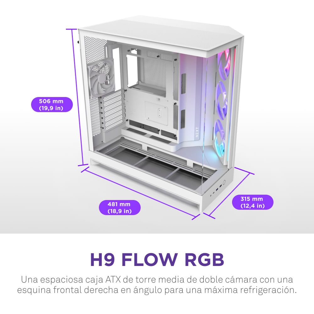 NZXT H9 H9 Flow RGB RGB Blanco - PCBox