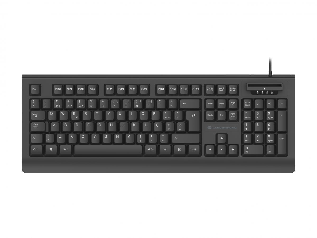 Conceptronic KAYNE01ES USB Keyboard with Smart ID Card Reader Spanish ...