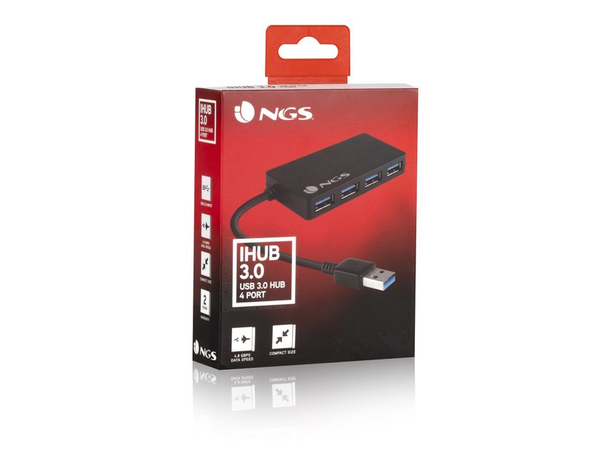 NGS IHUB3.0 HUB 4 puestos USB 3.0 con Alimentador - PCBox ES