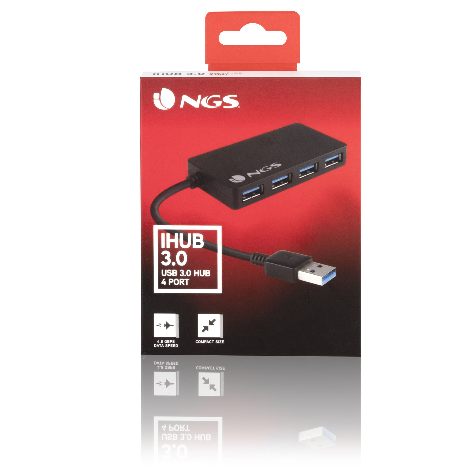 NGS IHUB3.0 HUB 4 puestos USB 3.0 con Alimentador - PCBox