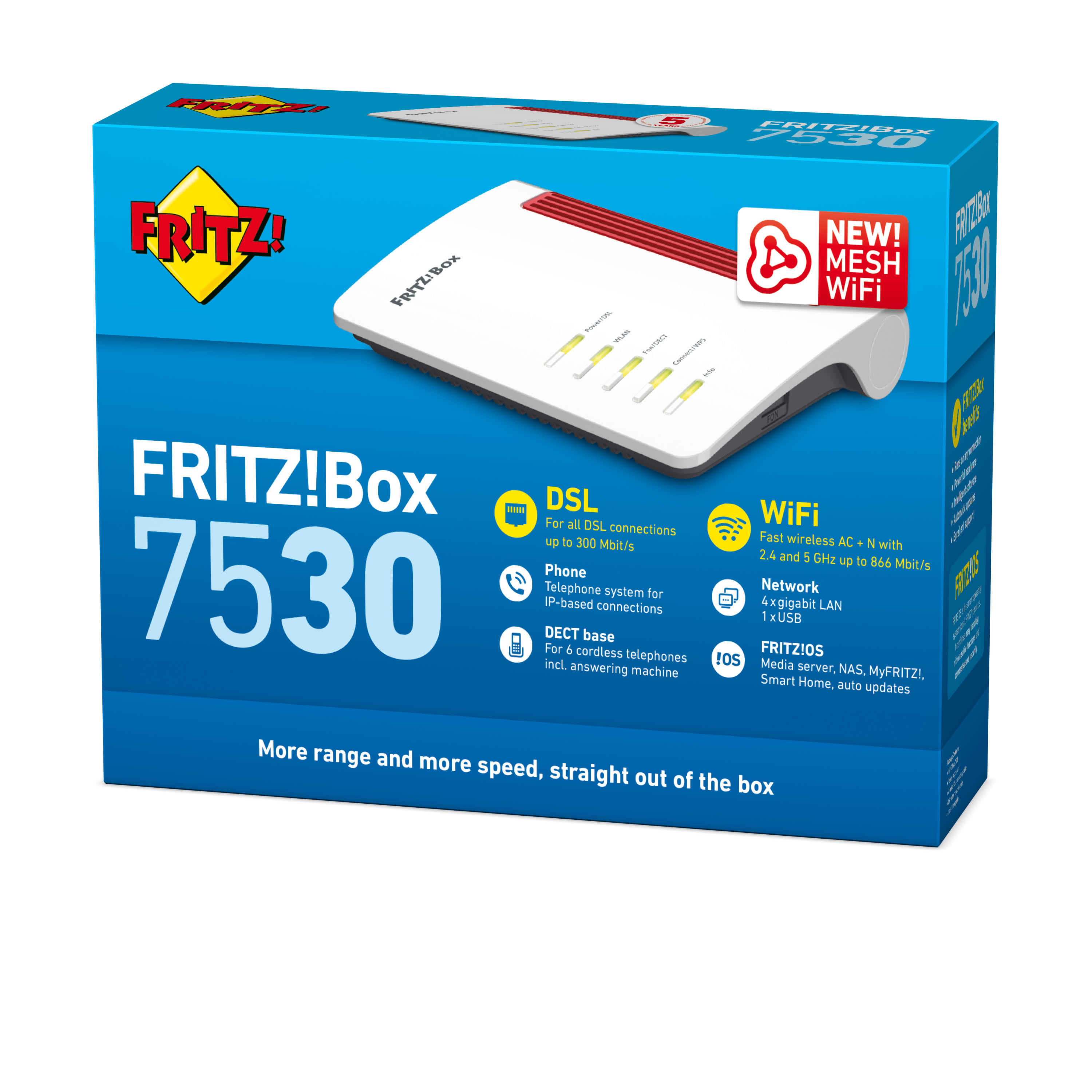 AVM FRITZ!Box 7530 Roteador Internacional Wi-Fi AC + N, banda dupla ...