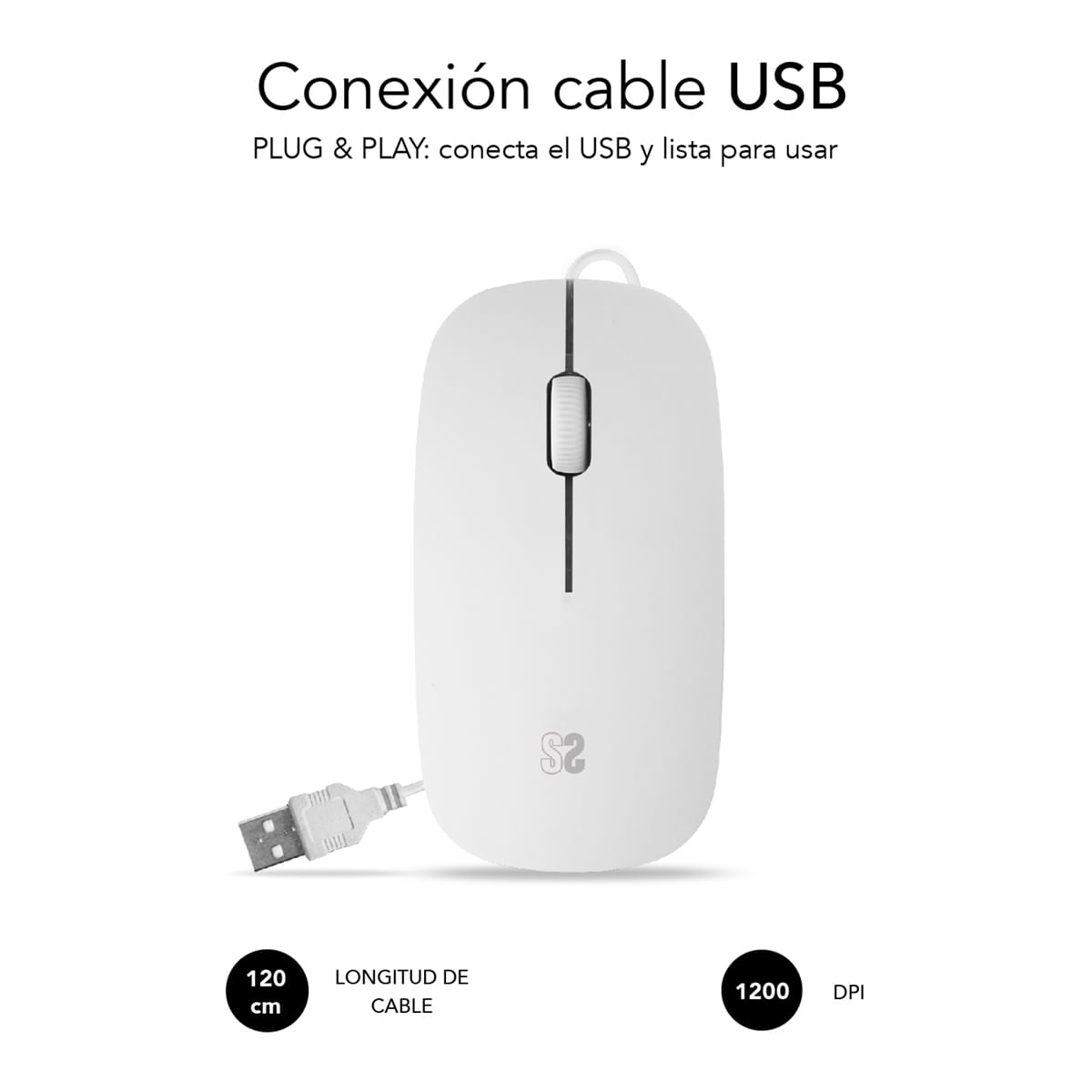 RATON SUBBLIM OPTICO WIRED FLAT BLANCO - PCBox