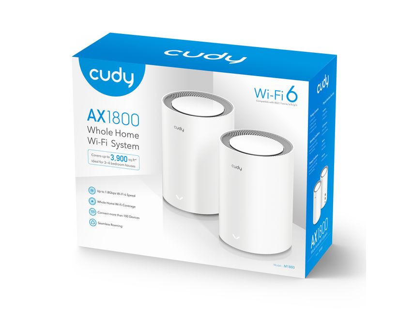 EXTENSOR MESH CUDY AX1800 WIFI 6 MESH SOLUTION M1800 2-PACK - PCBox