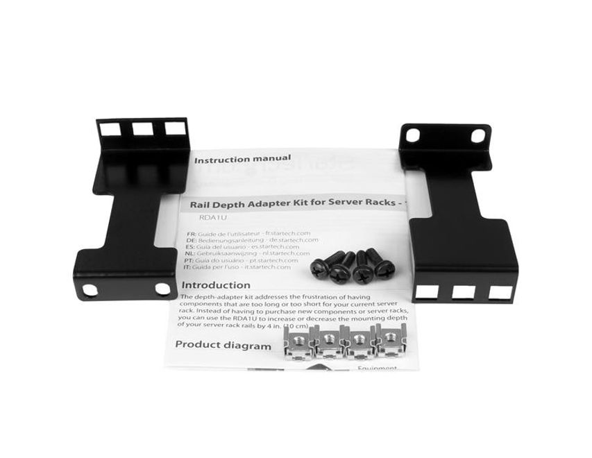 10 CM RACK EXTENDER - 1U RACK RACK DEPTH ADAPTER BRACKETS- 1U - PCBox