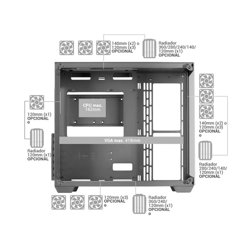 CAJA TORRE E-ATX MARS GAMING MCV4 PINK XXL PREMIUM CUSTOM DOBLE VENTANA ...
