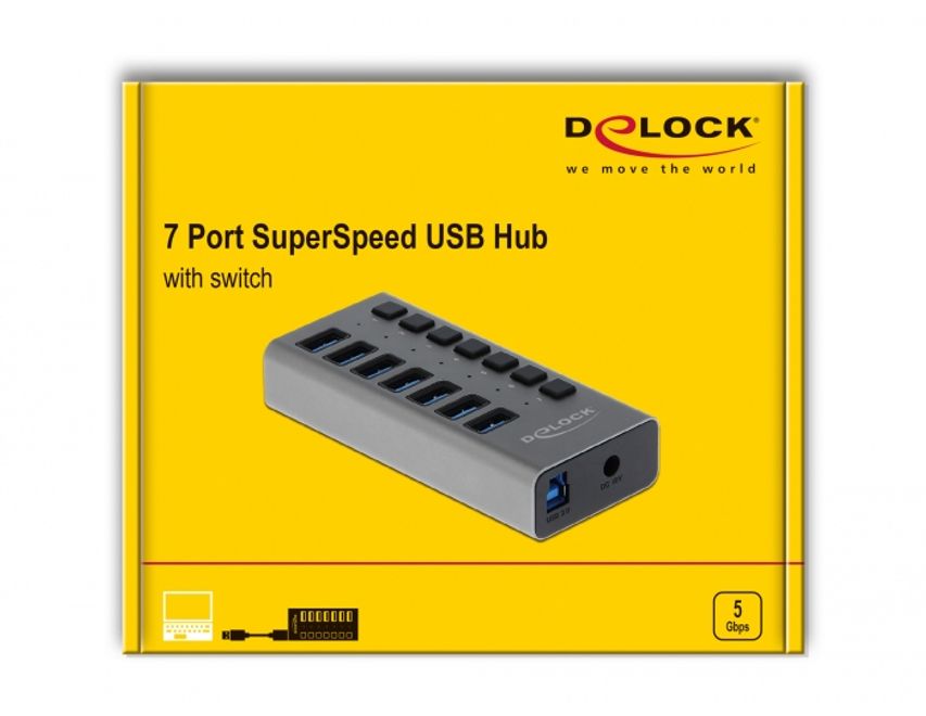 Delock Concentrador externo SuperSpeed USB 7Ptos - PCBox ES