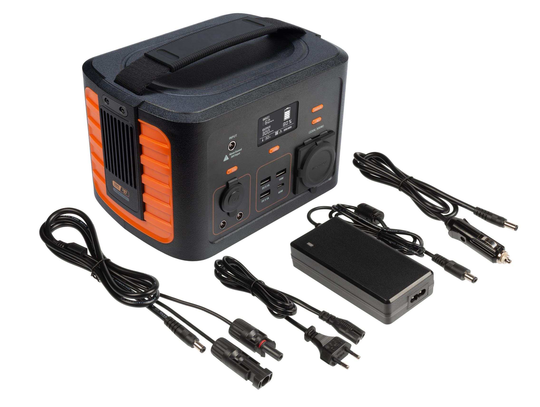 PORTABLE POWER STATION 300 BLACK ORAN GE - PCBox